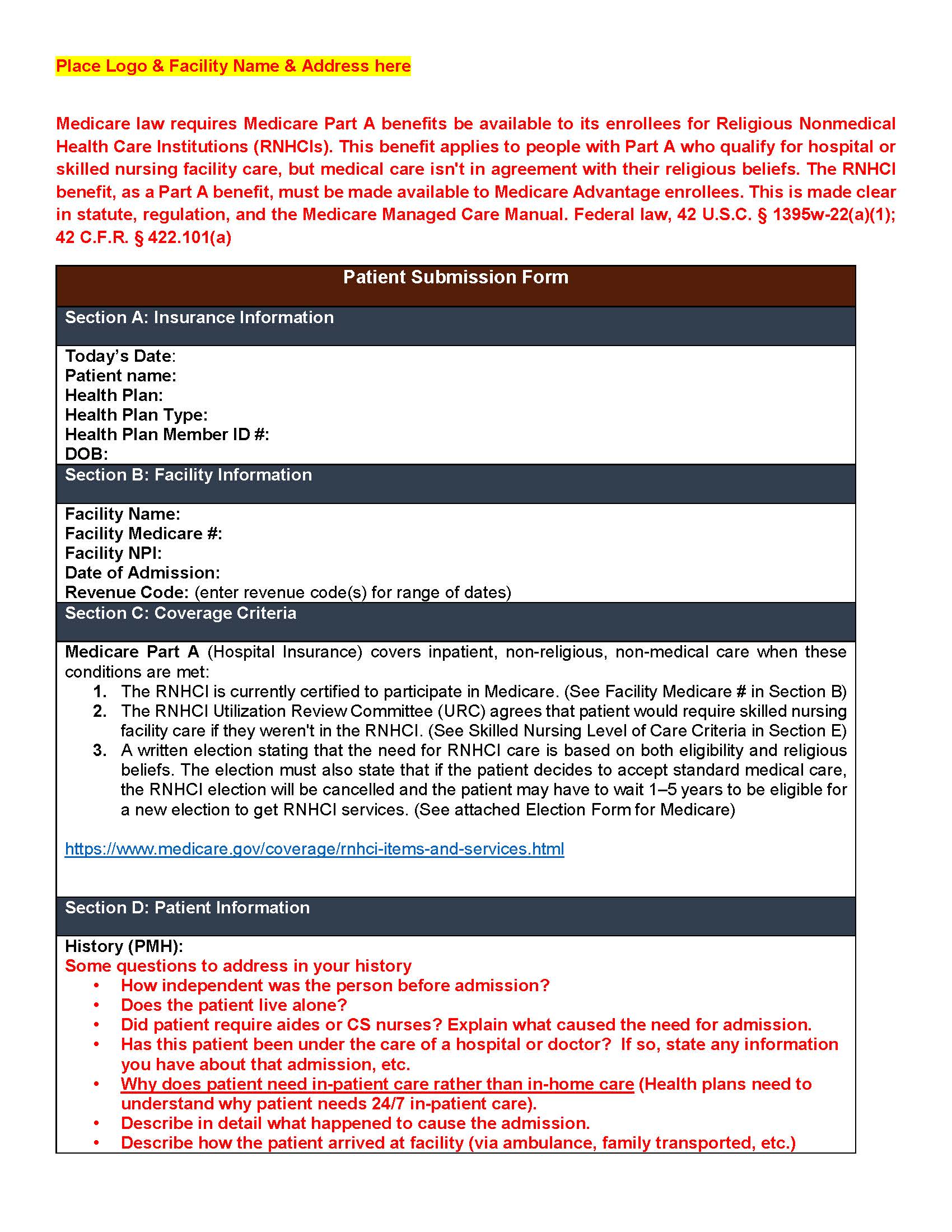 ~SNF Pre-Cert form - Christian Science Provider Network
